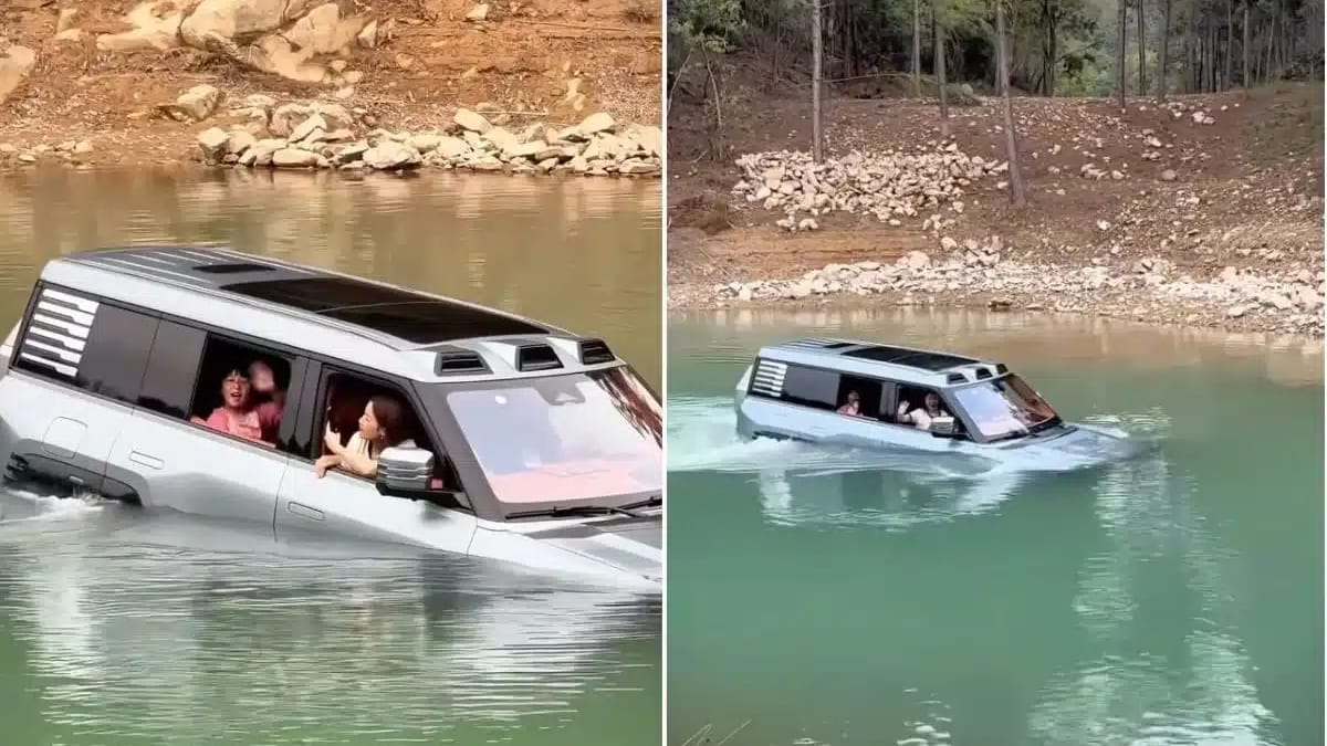 Off-road SUV Yangwang U8 seen driving through unbelievably deep water ...