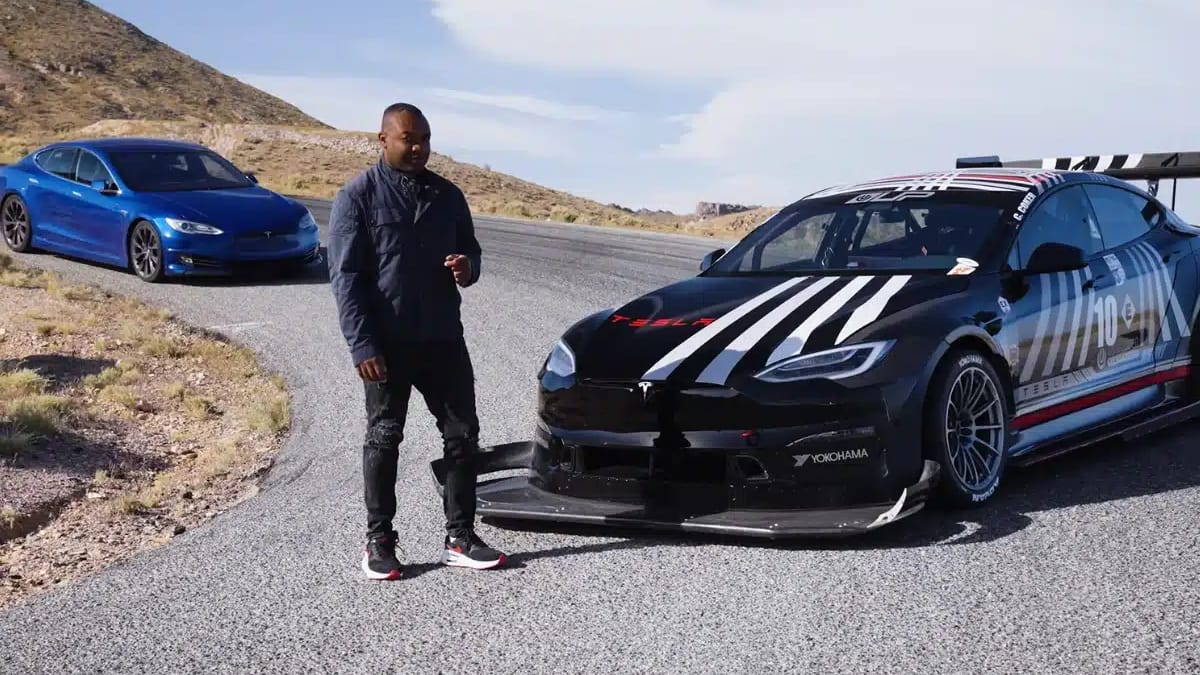 There is a modified Tesla Model S Plaid called 'Dark Helmet' that moves ...
