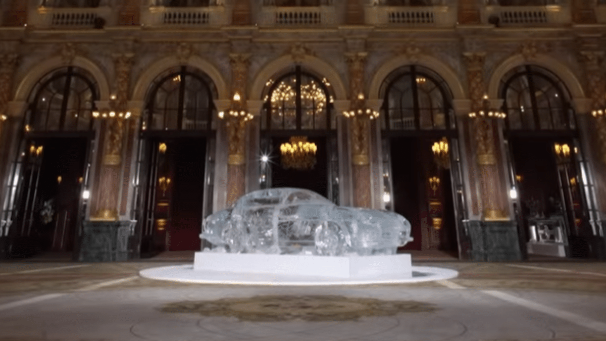 Artists made an incredible full-size Ferrari sculpture out of ice