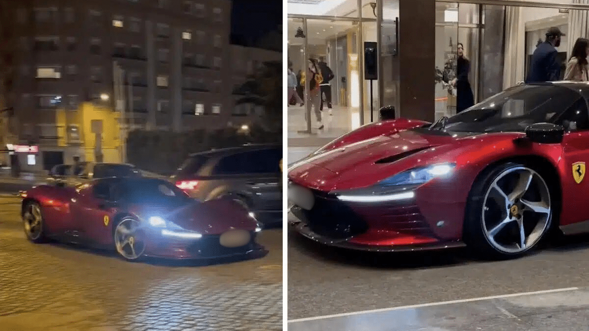 Cristiano Ronaldo spotted driving his new Ferrari 'spaceship' in Portugal