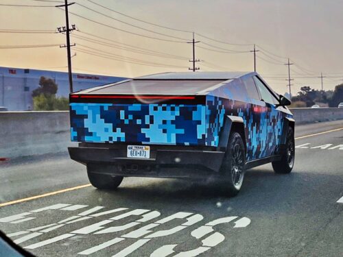 Cybertruck spotted with insane digital camo wrap