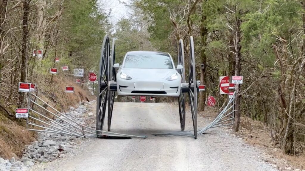 YouTuber drives his Tesla Model 3 upside down