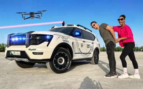 Most futuristic police car - 12 secret cameras and a DRONE