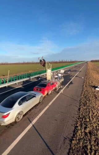 Man attempts to backflip over 5 cars in death-defying video