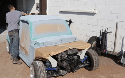 Guy took rusty classic Ford and transformed it into race car