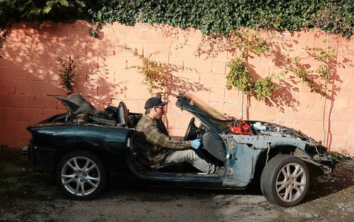 Guy took rusty classic Ford and transformed it into race car