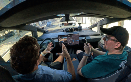 Guys embark on five-day road trip in self-driving Cybertruck