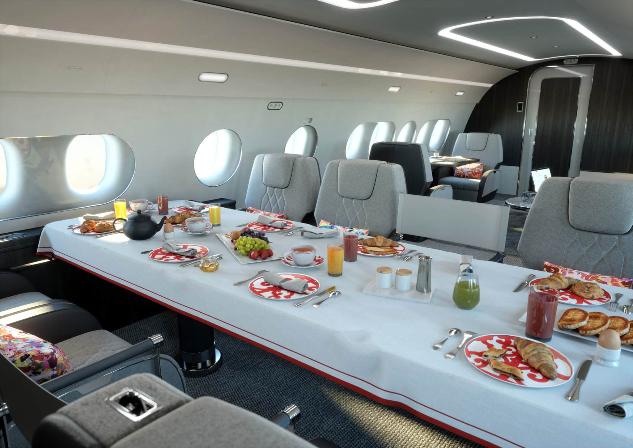 Interior of $80M Airbus private jet like luxe airborne home