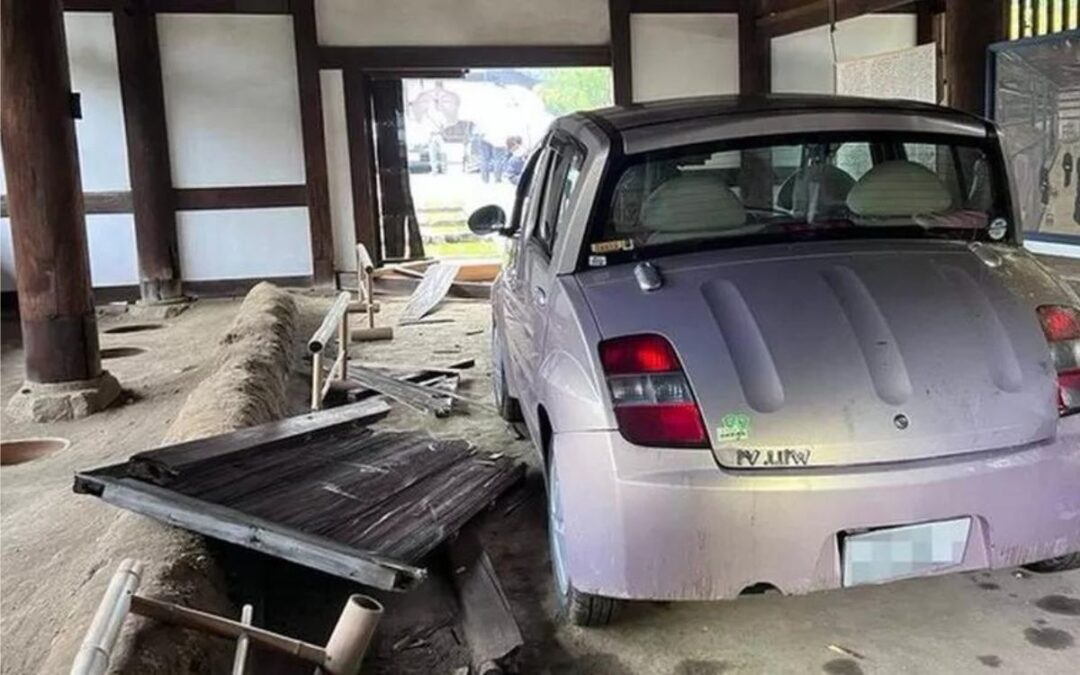 Driver accidentally reverses car into Japan’s oldest-ever toilet