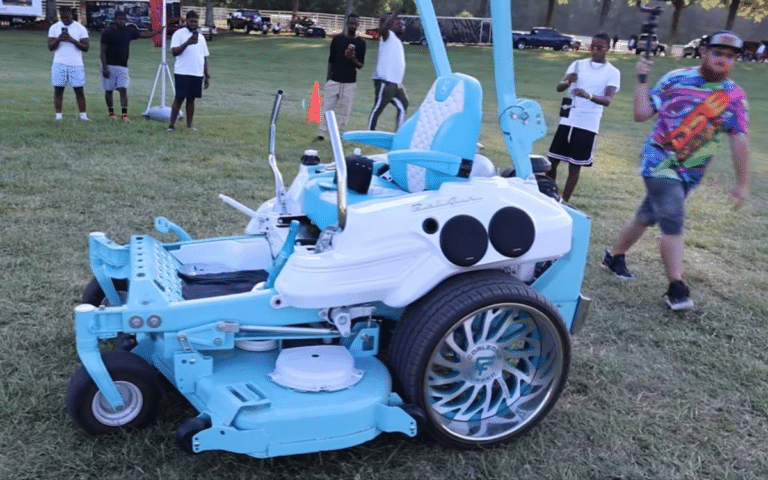 Rick Ross's lawnmower is a rolling sound system with forged wheels