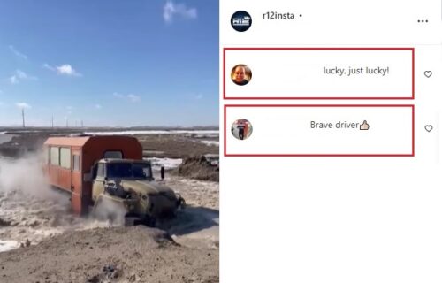 Russian bus driver attempts to cross a river and regrets it