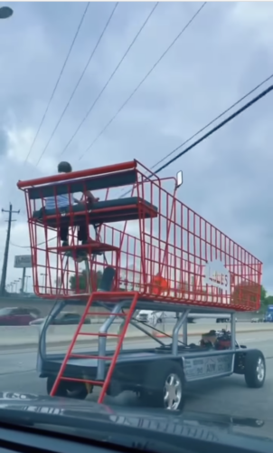 Texas man drives giant shopping cart down the highway