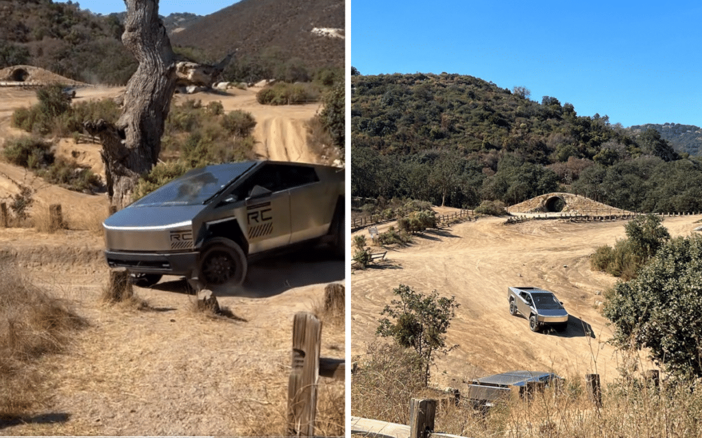 Watch a Cybertruck tackle an off-road obstacle