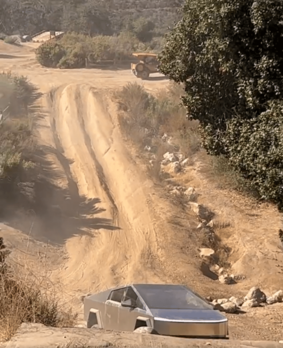 Watch a Cybertruck tackle an off-road obstacle