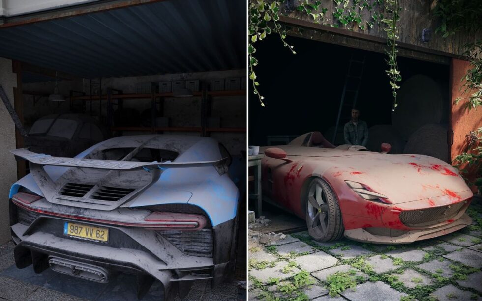 Bugatti, Ferraris left abandoned in sobering renders