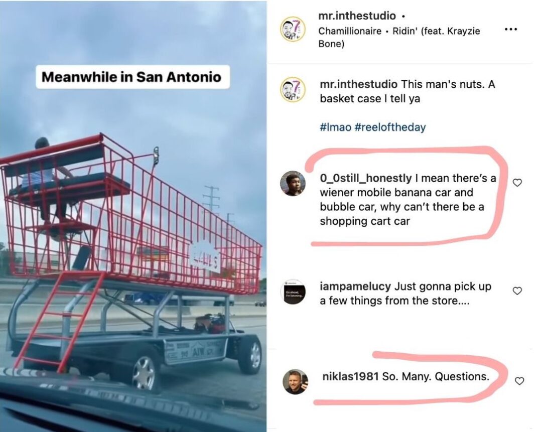 Texas man drives giant shopping cart down the highway