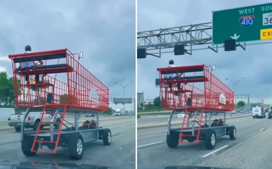 Texas man drives giant shopping cart down the highway