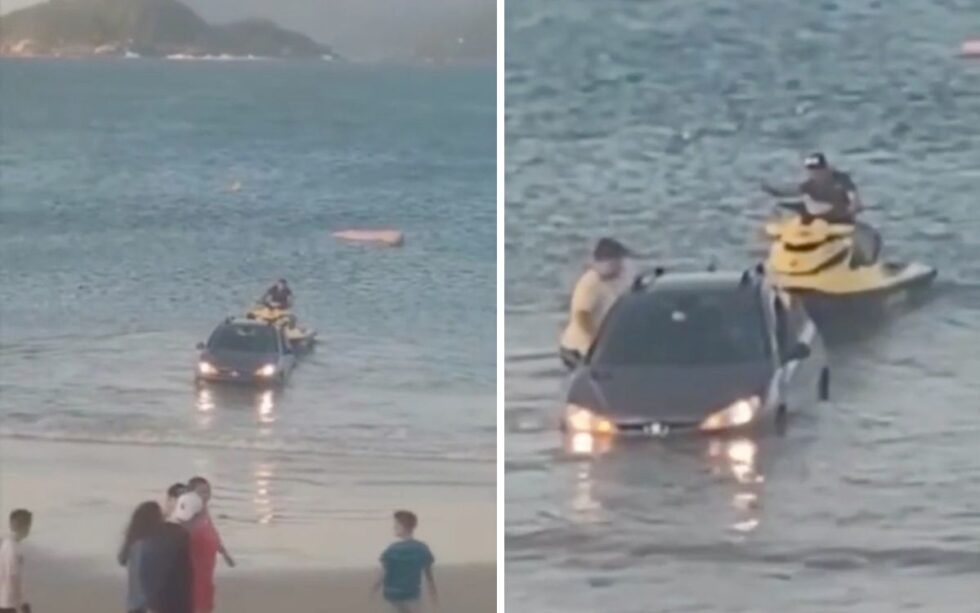 Jet ski launch fail: Guys flood car while launching jet ski