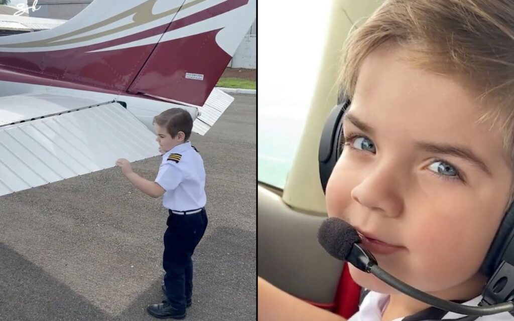 Boy, 4, is learning how to fly a plane and it's adorable