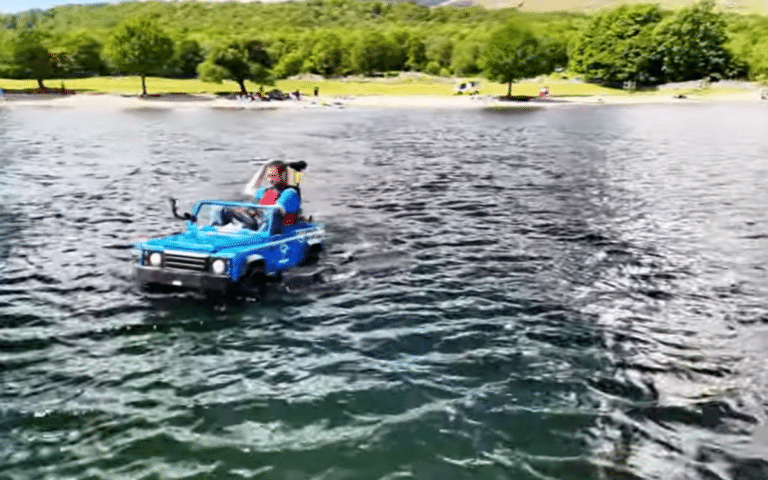 English dad transforms his sons mini Land Rover into an amphibian ...
