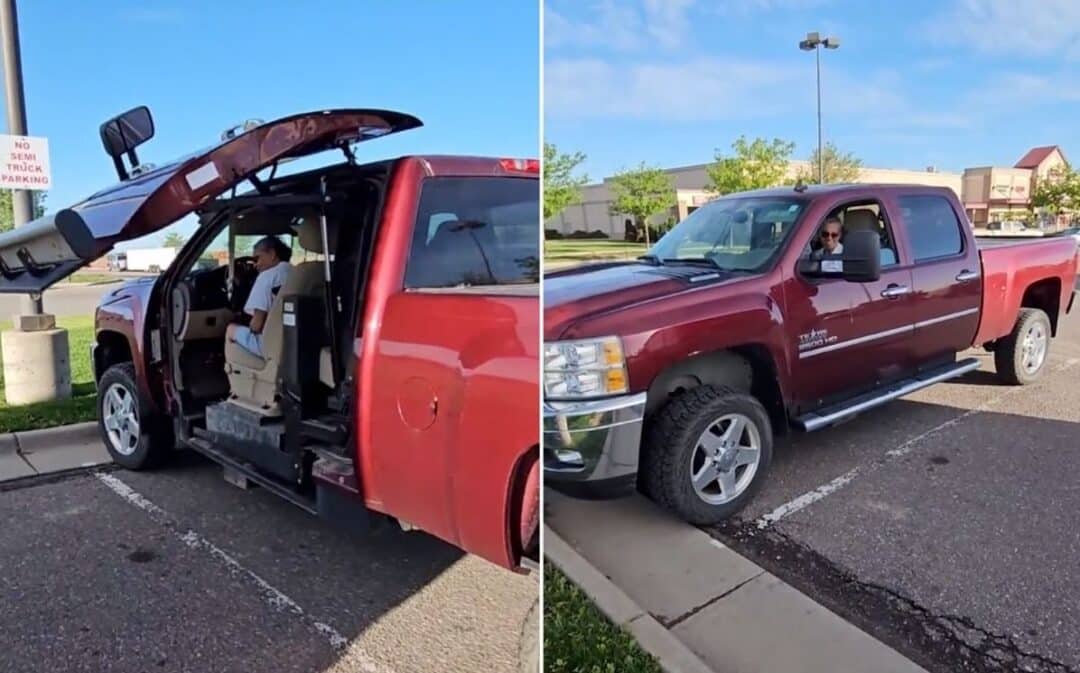 Modded truck has huge gullwing doors and unique seat layout