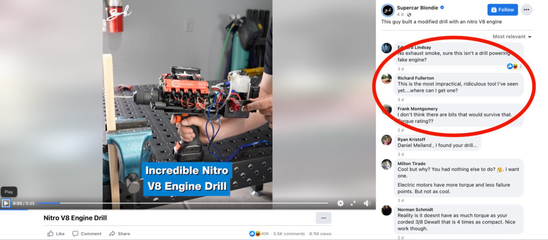This guy just built a nitro V8 engine drill and it's insane