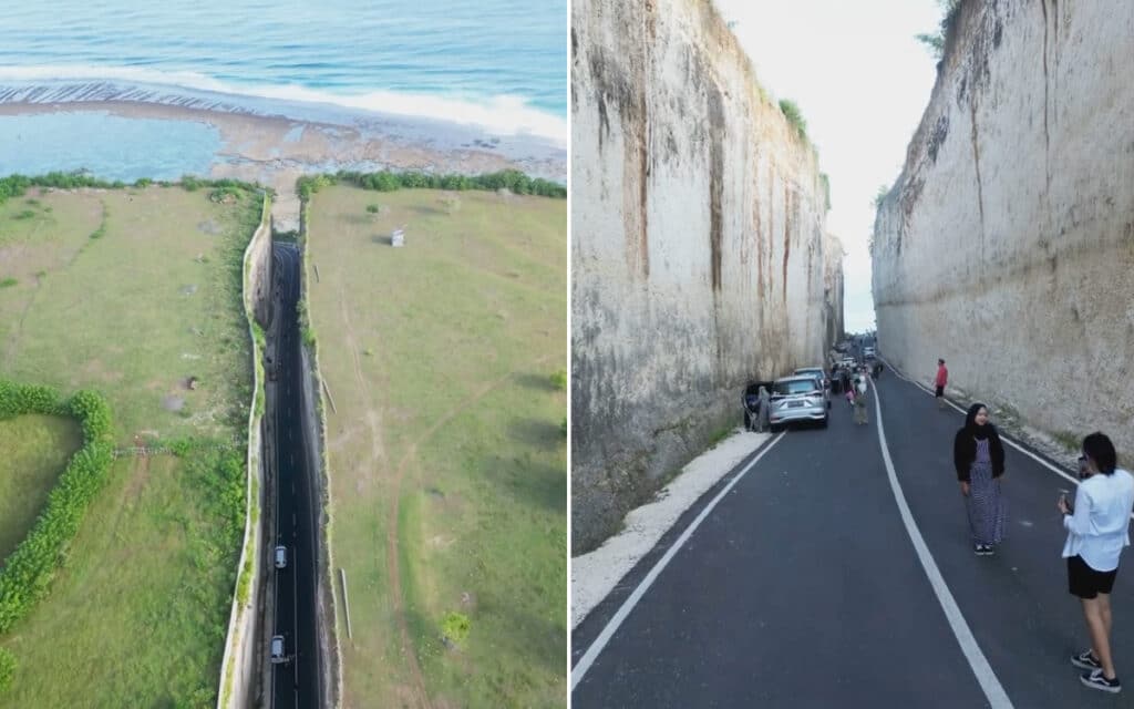 Remarkable road leading to Bali beach has internet in a spin