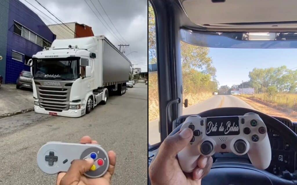 Watch this guy drive trucks using a Playstation controller
