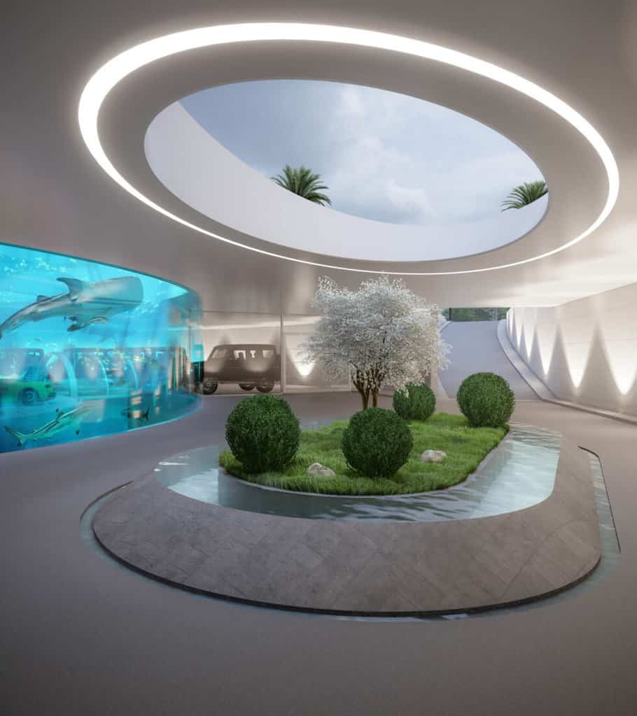 This James Bond mansion has a supercar vault in a shark tank