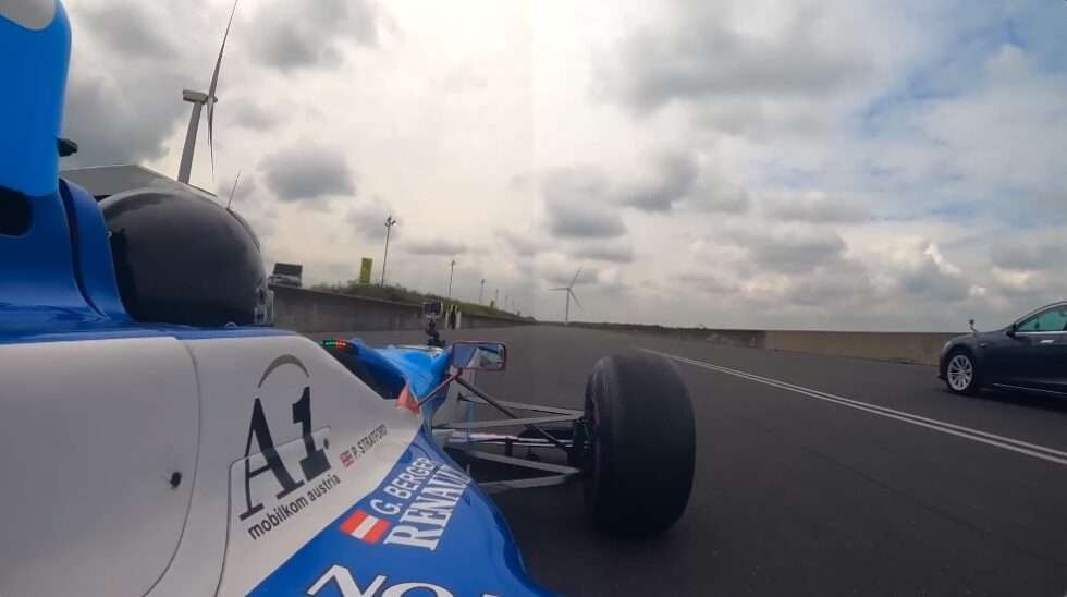 This Tesla takes on a Formula 1 car in a drag race
