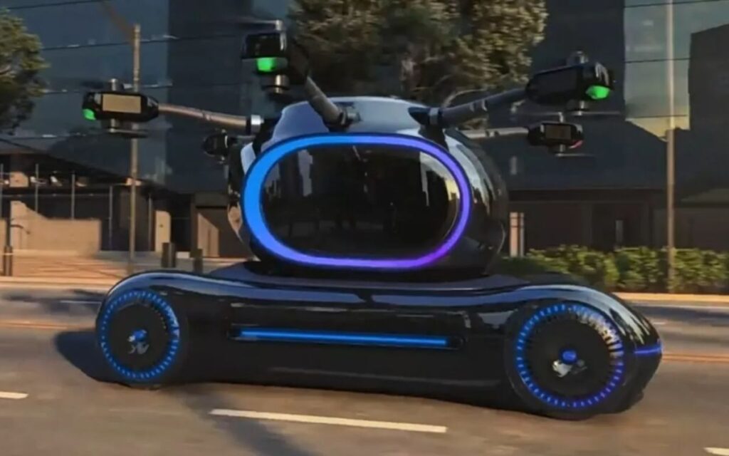 The GOVE is a flying pod that turns into an electric car