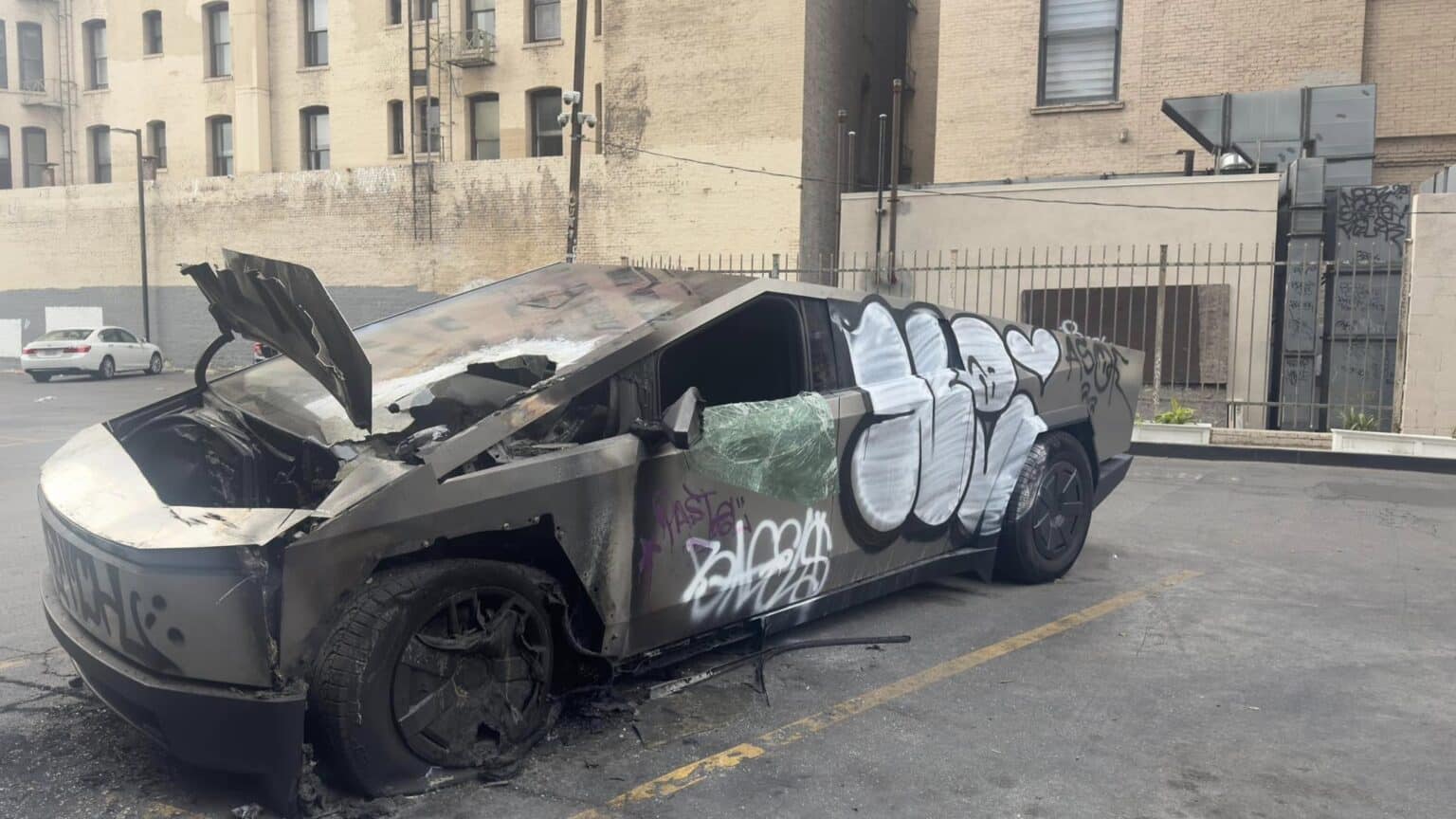 Mystery of abandoned graffiti-covered Tesla Cybertruck in LA