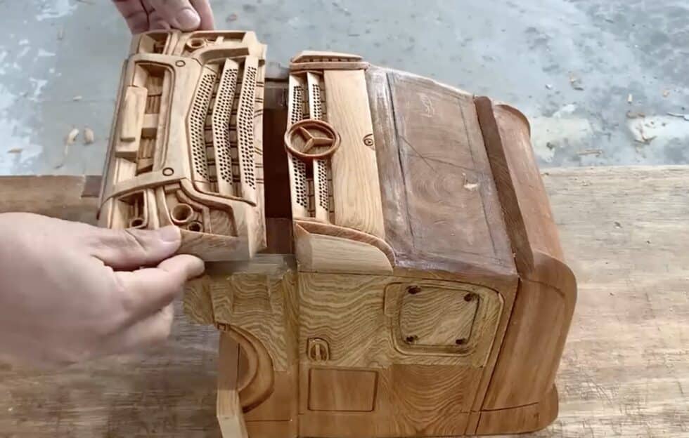 This DIY wooden Mercedes truck has working suspension
